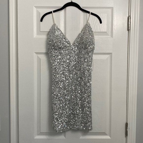 Fashion Nova | Dresses | Silver Sequin Mini Dress | Poshmark